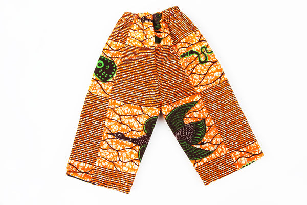 Baby and Toddler Reversible Pants "Migrating Cranes, Orange" | PIKKU TAKKI