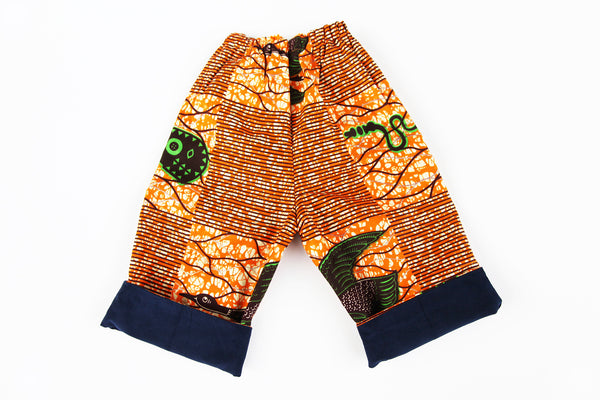 Baby and Toddler Reversible Pants "Migrating Cranes, Orange" | PIKKU TAKKI